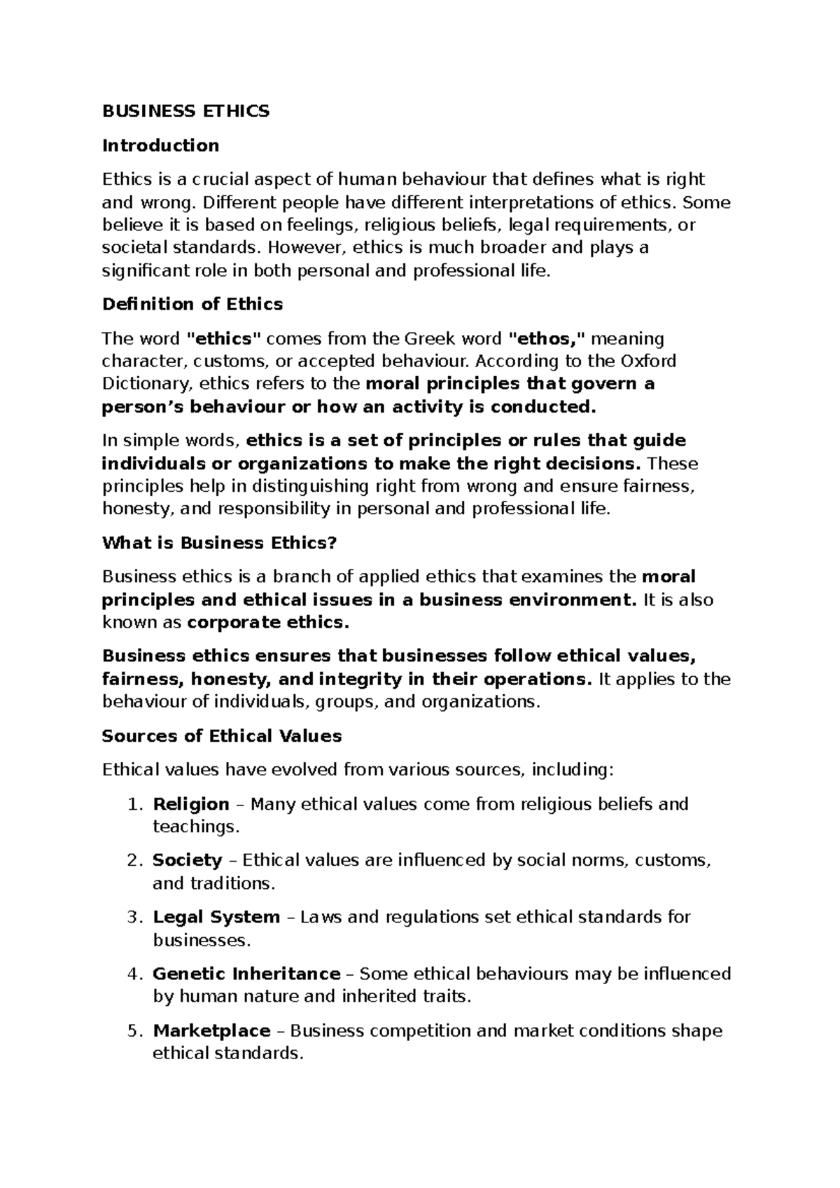 Business Ethics Notes - UGC NET Management Overview - Studocu