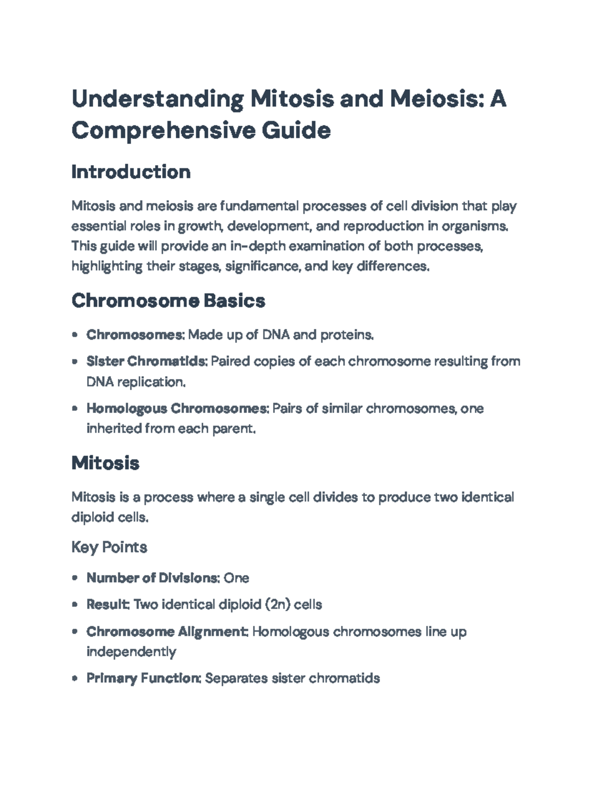 Mitosis and Meiosis: Comprehensive Study Guide for Cell Division ...