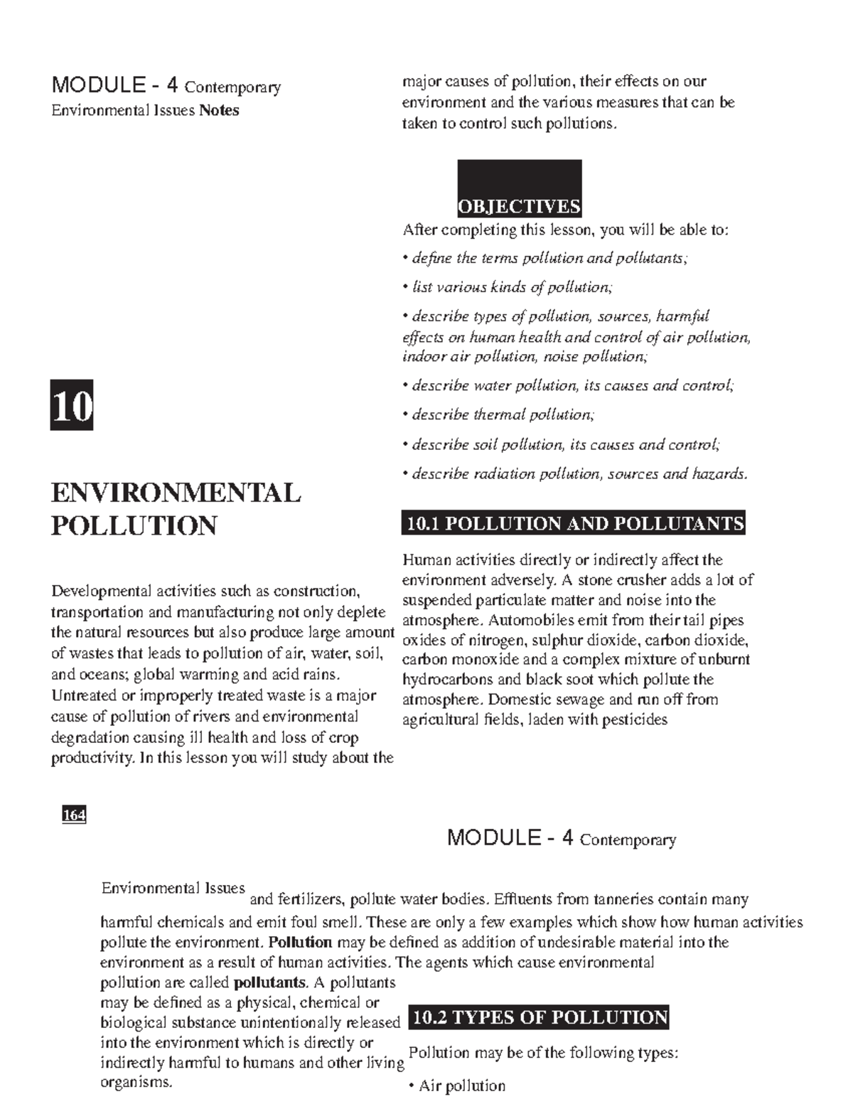 MODULE 4 Environmental Pollution: Causes, Effects, and Control Measures ...
