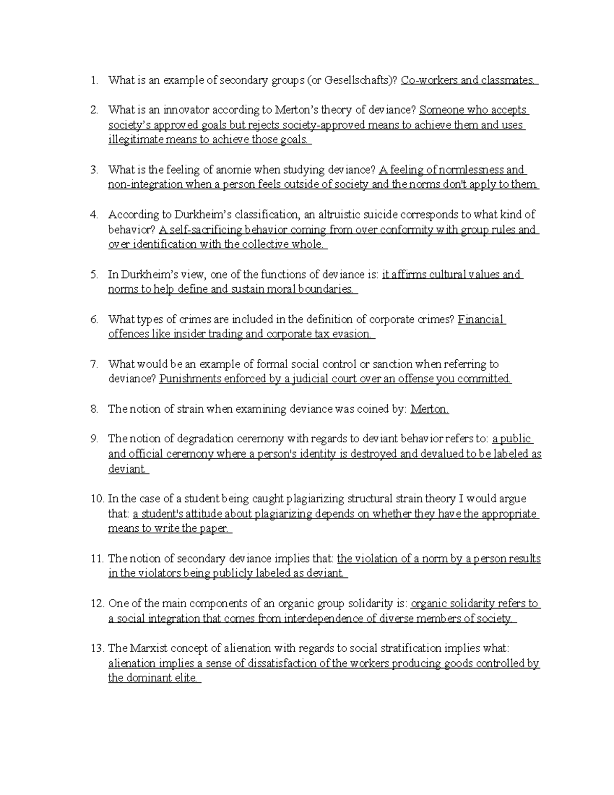 Sociology Quiz 4: Understanding Deviance and Social Stratification ...