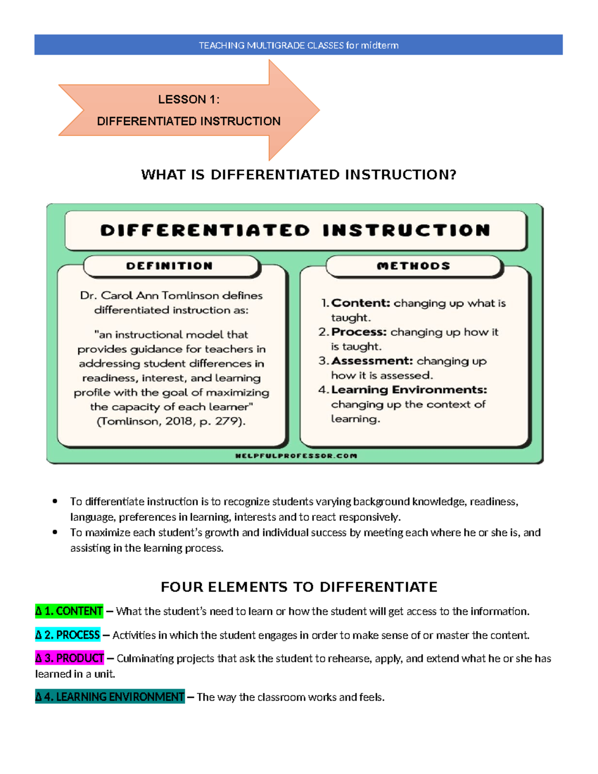 Lesson 123: Strategies for Differentiated Instruction in MG Classrooms ...