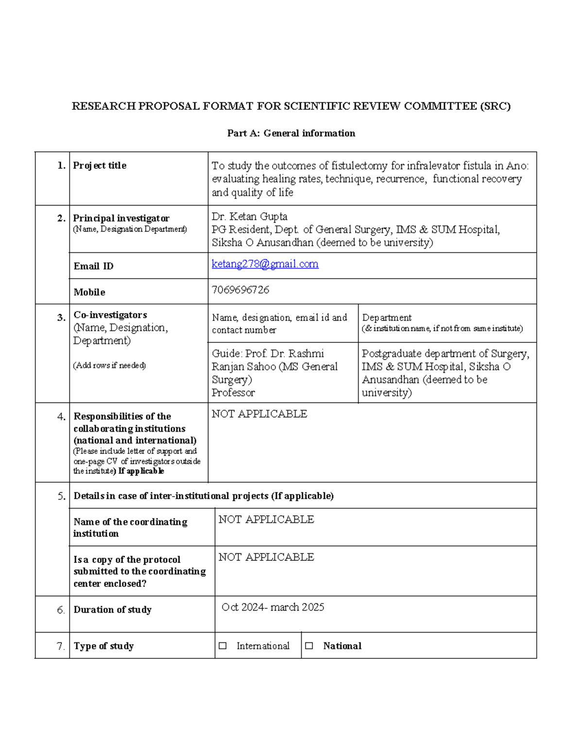 Copy of ketan synopsis src - RESEARCH PROPOSAL FORMAT FOR SCIENTIFIC ...