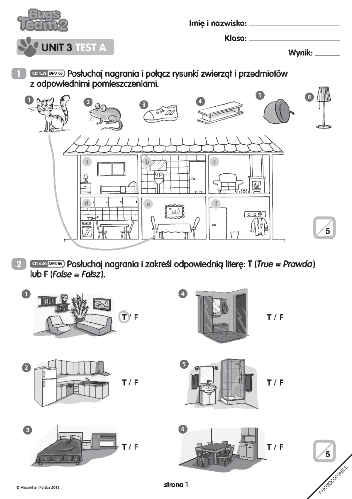 Unit 3 Test A for Bugs Team 2 - Listening & True/False Questions - Studocu