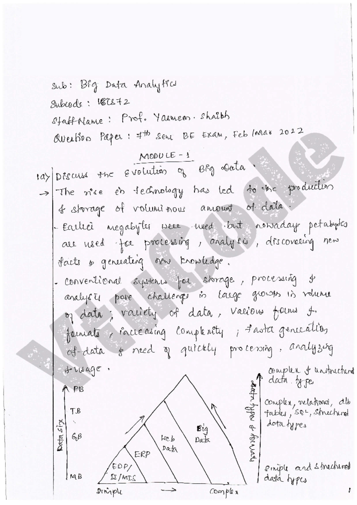 18CS72 previous year paper solution - Sub: Big Data Analytics Subcode: 182872 Staff Name : Prof ...
