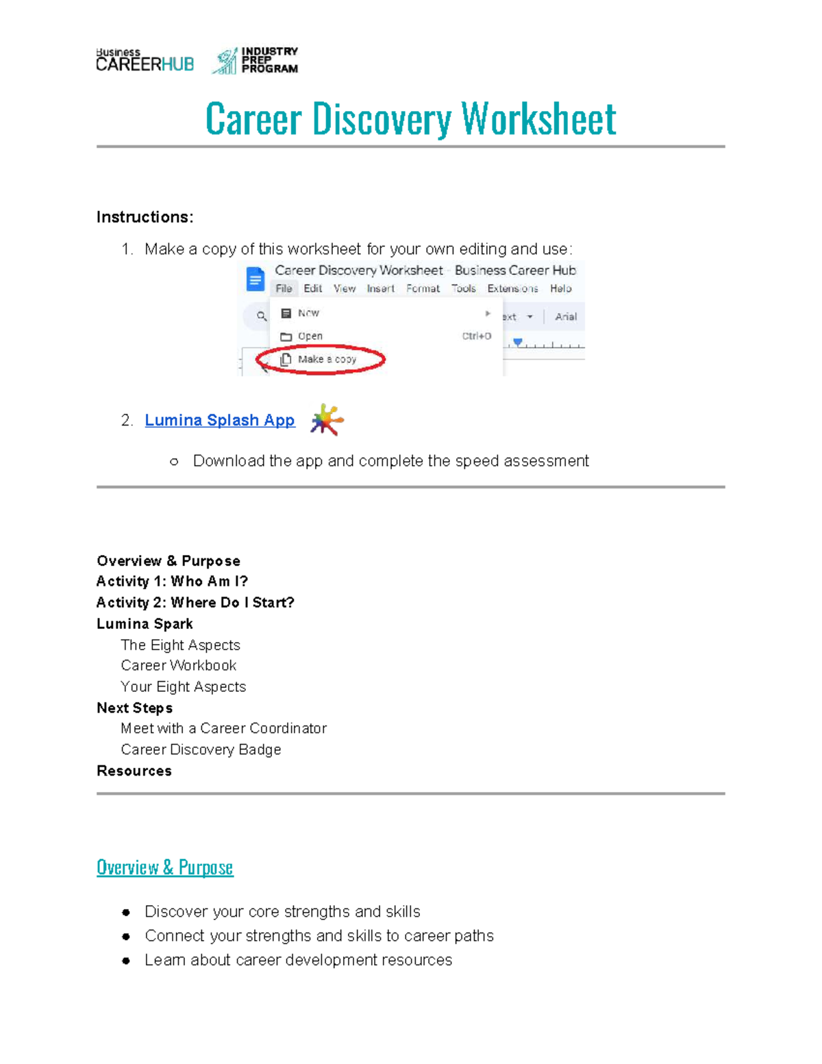 Career Discovery Worksheet - BUS 101: Exploring Your Strengths - Studocu