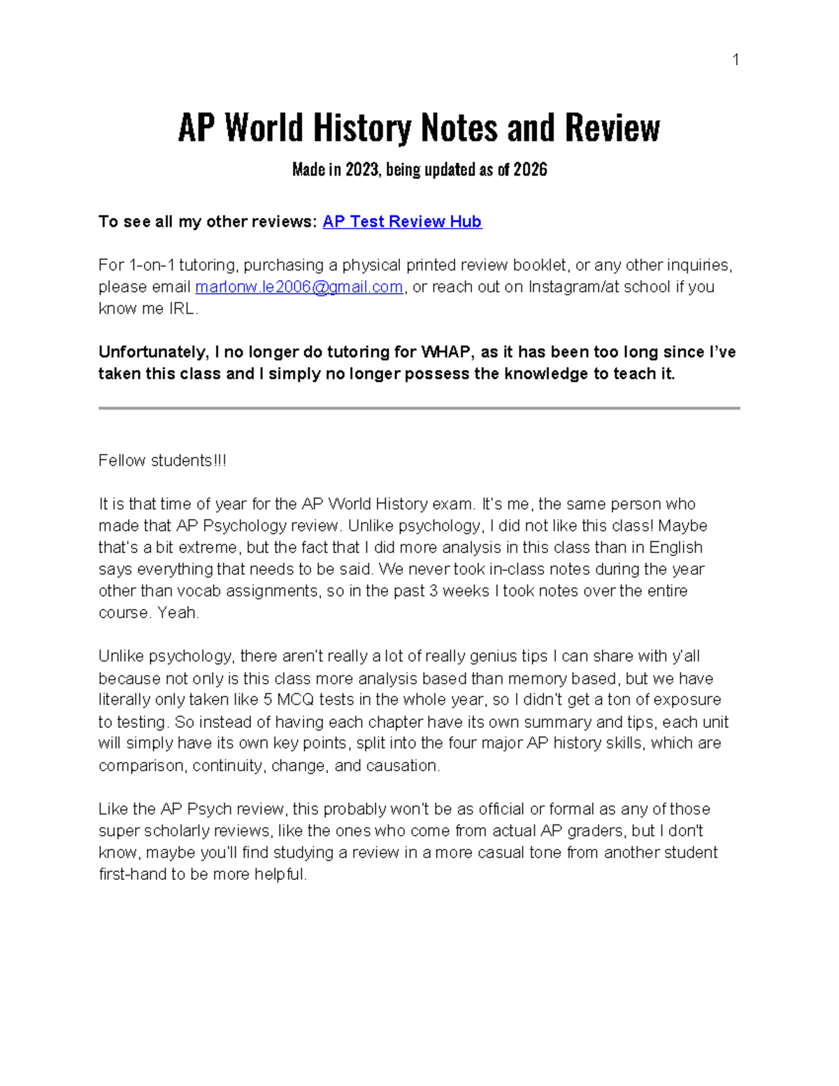 AP World History Notes & Review (2023) - Key Points & Tips - Studocu