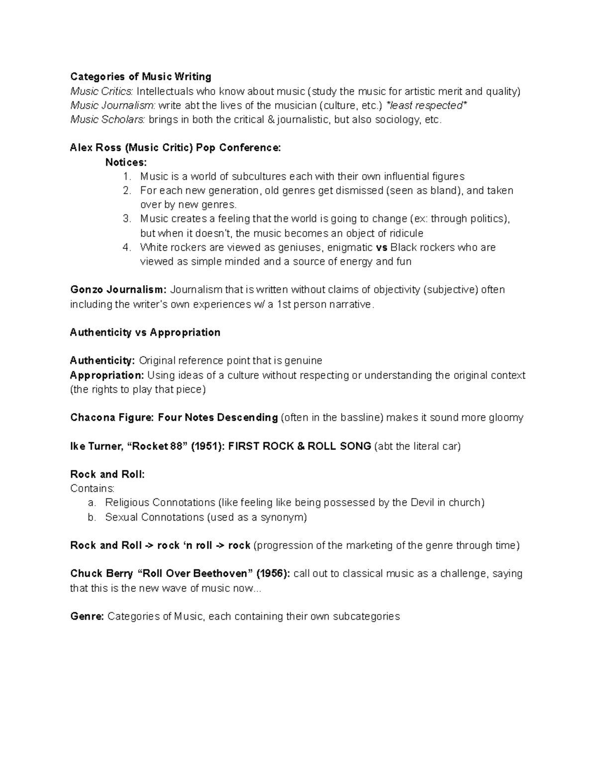 Mus109 Lecture Notes: Music, Culture, and Social Issues in Rock - Studocu