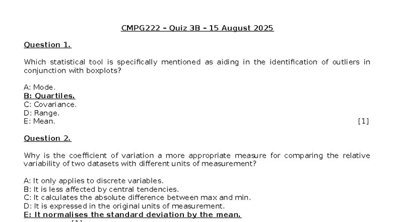 Quiz 3B Memo: Statistical Tools & Empirical Rule Insights - Studocu