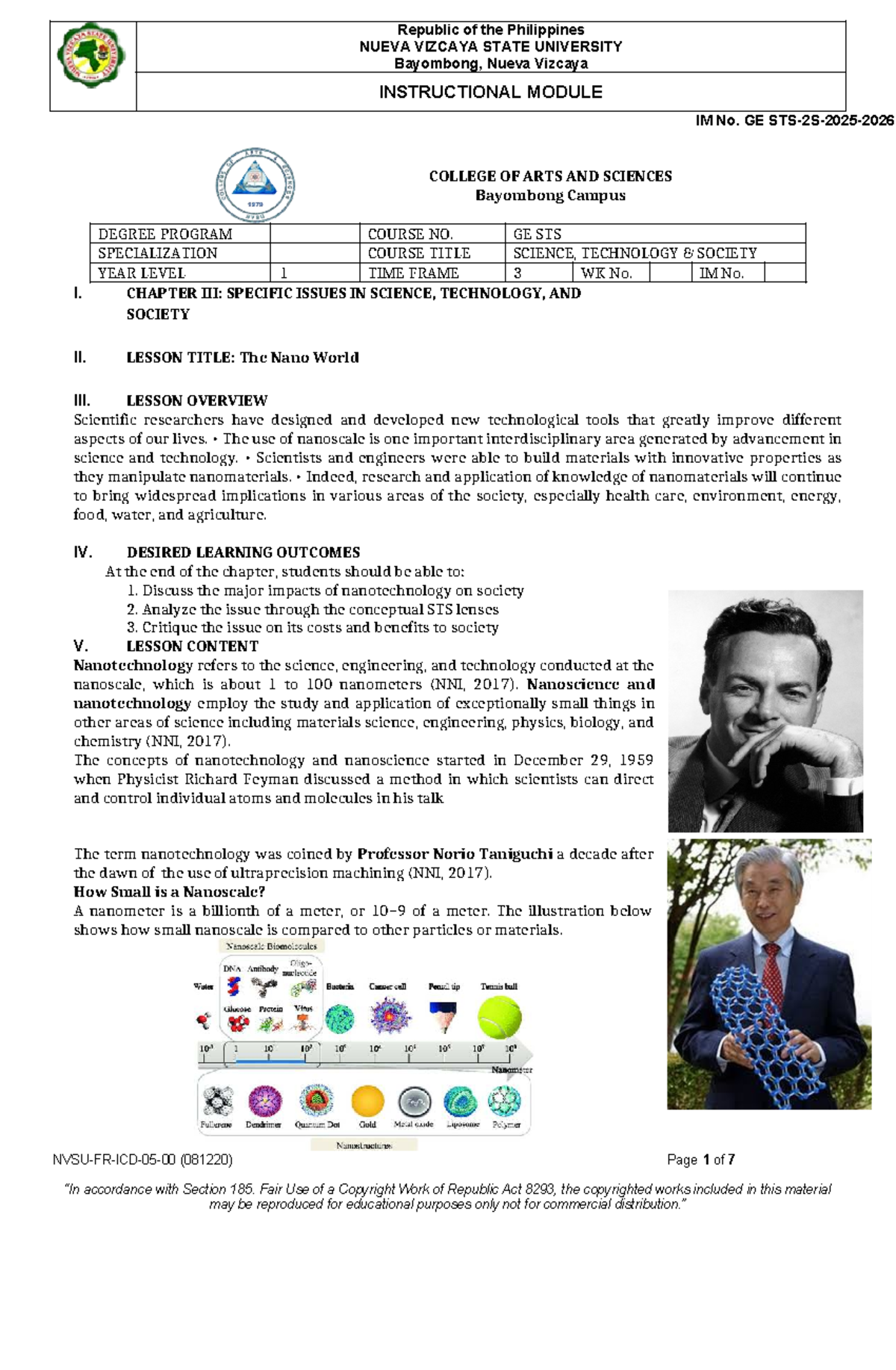 GE-STS Lesson Module: Exploring the Nano World and Its Impacts - Studocu