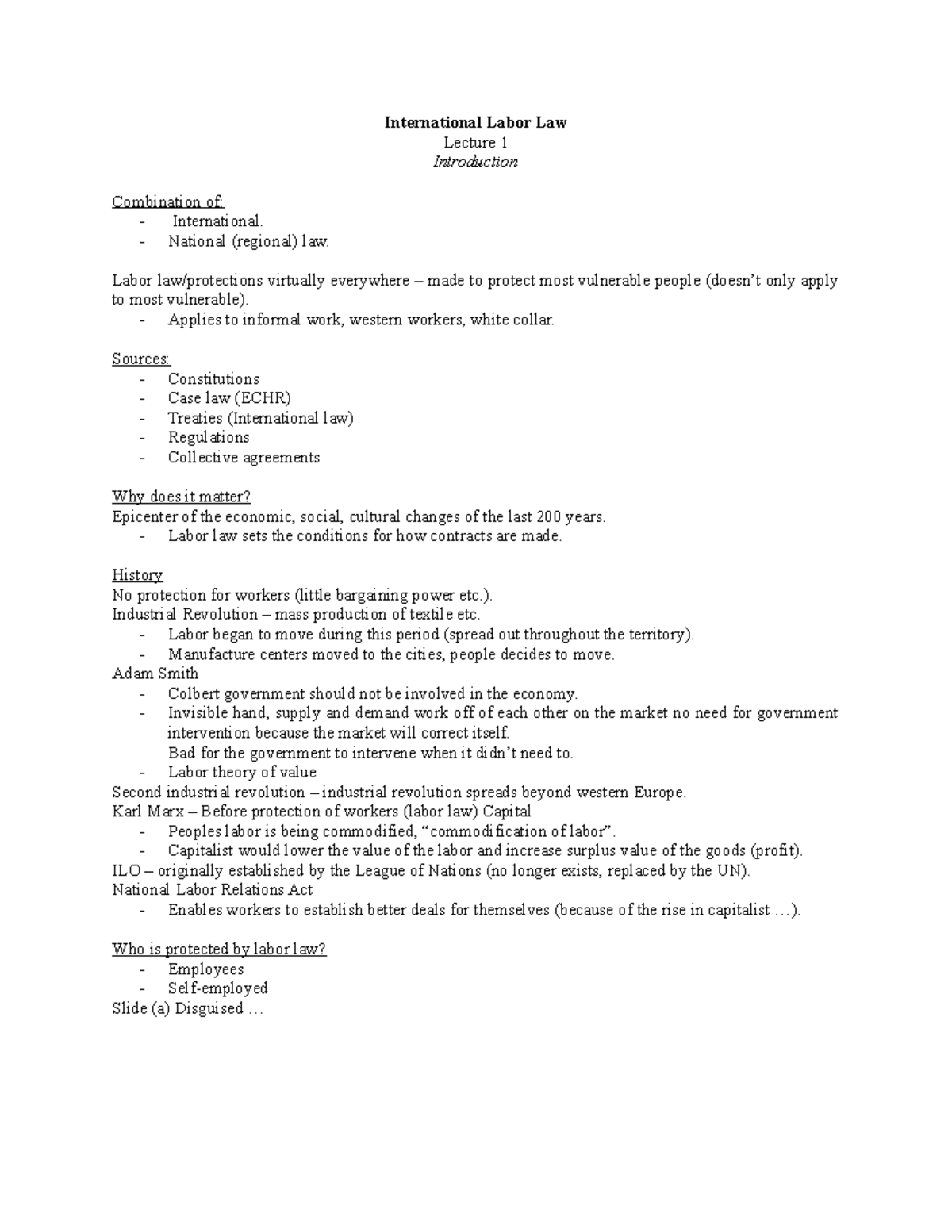 International Labor Law (Lecture 1): Overview of Key Concepts and ...