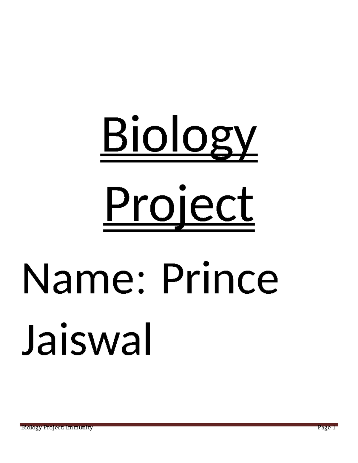 Biology Project (Class 12) on Immunity: Study and Findings - Studocu