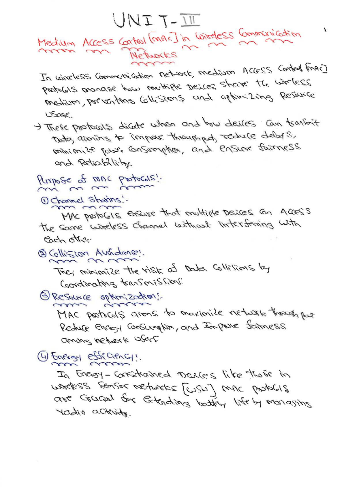 UNIT-III: Lecture Notes on Medium Access Control in Wireless ...