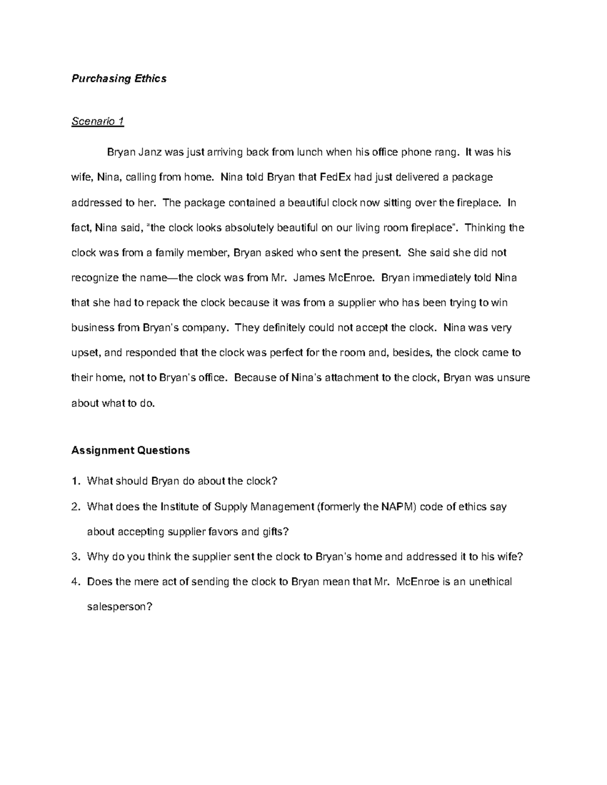 C4W6 Ethics Case Study: Analyzing Purchasing Dilemmas - Studocu