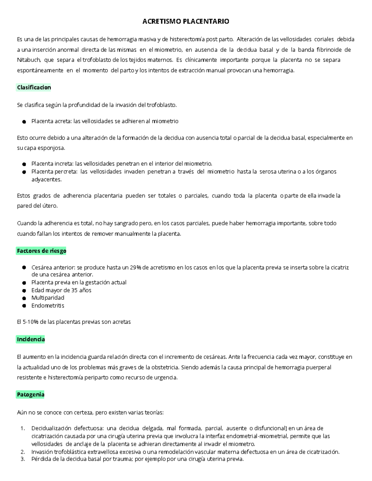 Acretismo Placentario - 1. 2. 3. ACRETISMO PLACENTARIO Es una de las ...