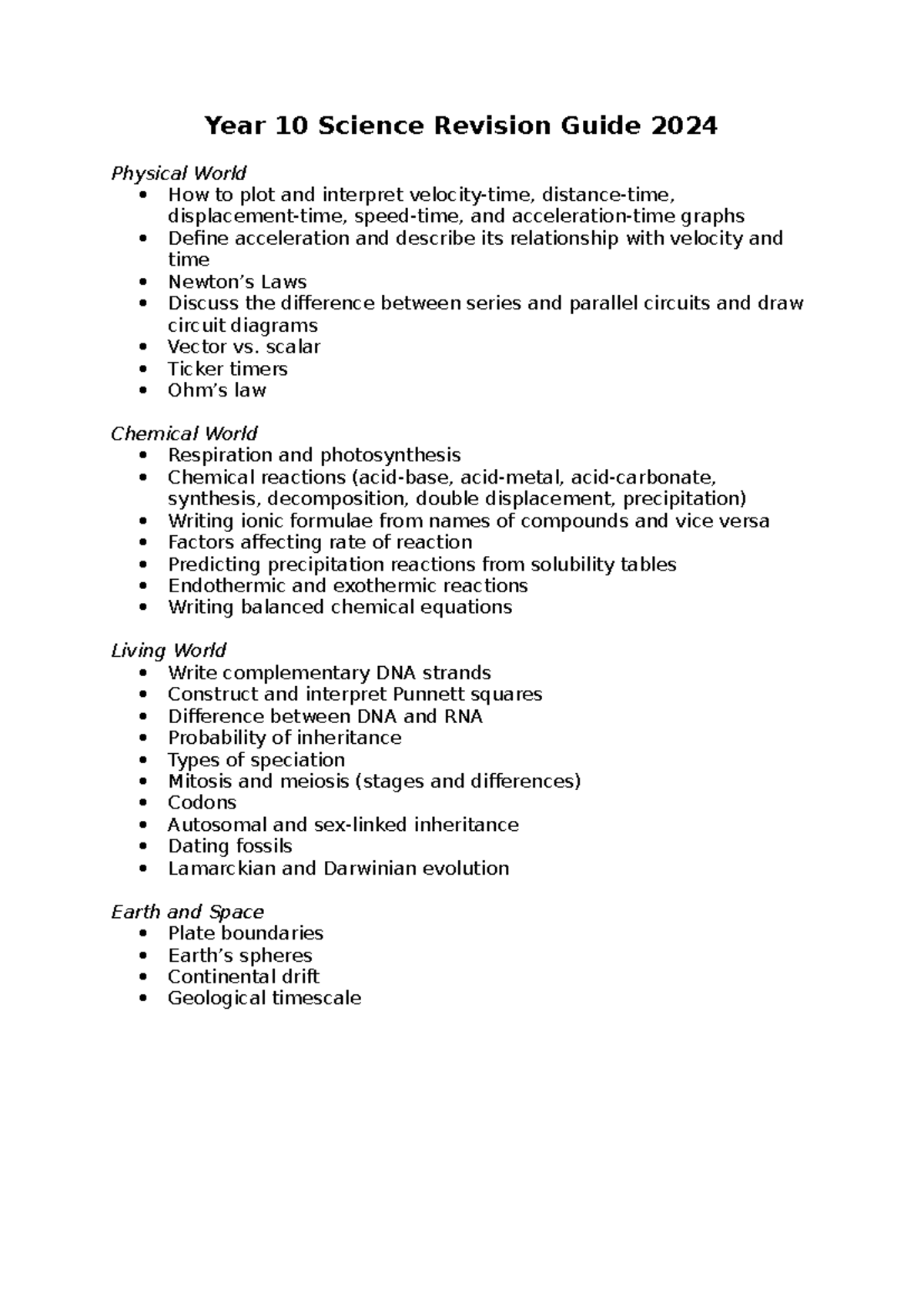Year 10 Science Revision Guide 2024 - Year 10 Science Revision Guide ...