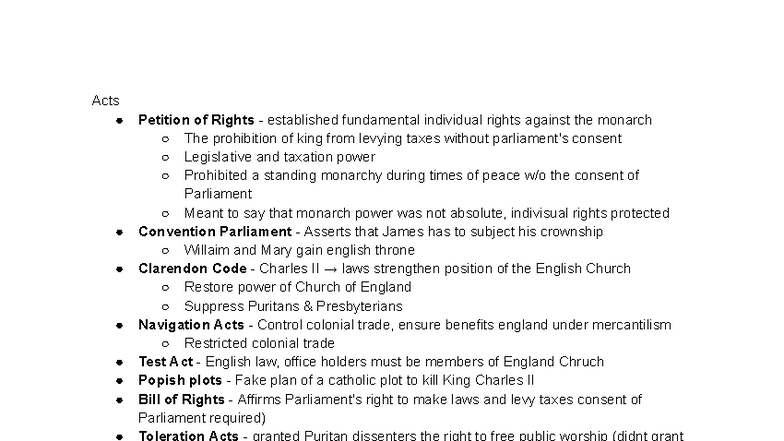 Acts and Rights: The Struggle for Power in 17th Century England - Studocu