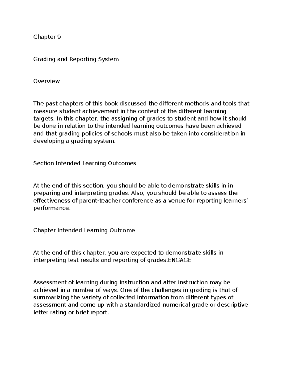 Chapter 9: Grading and Reporting System Overview in K to 12 Education ...
