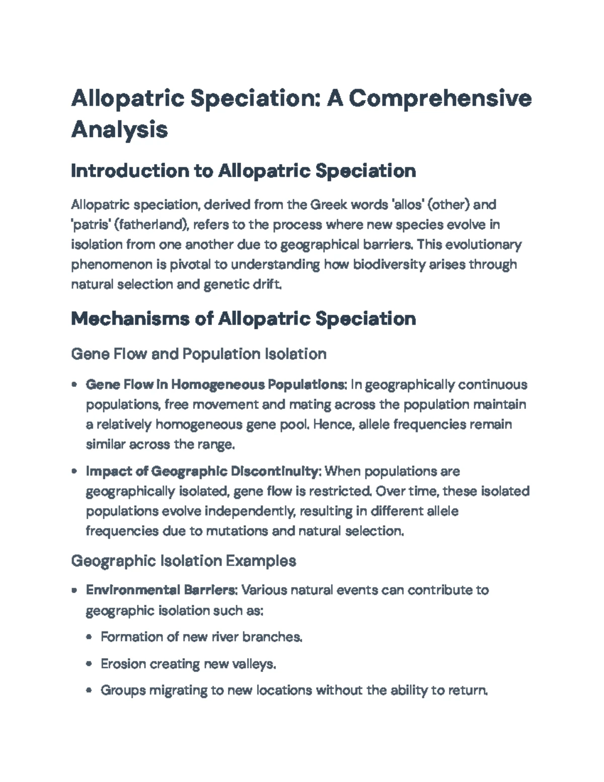Allopatric Speciation: Mechanisms, Examples, and Evolutionary Impact ...