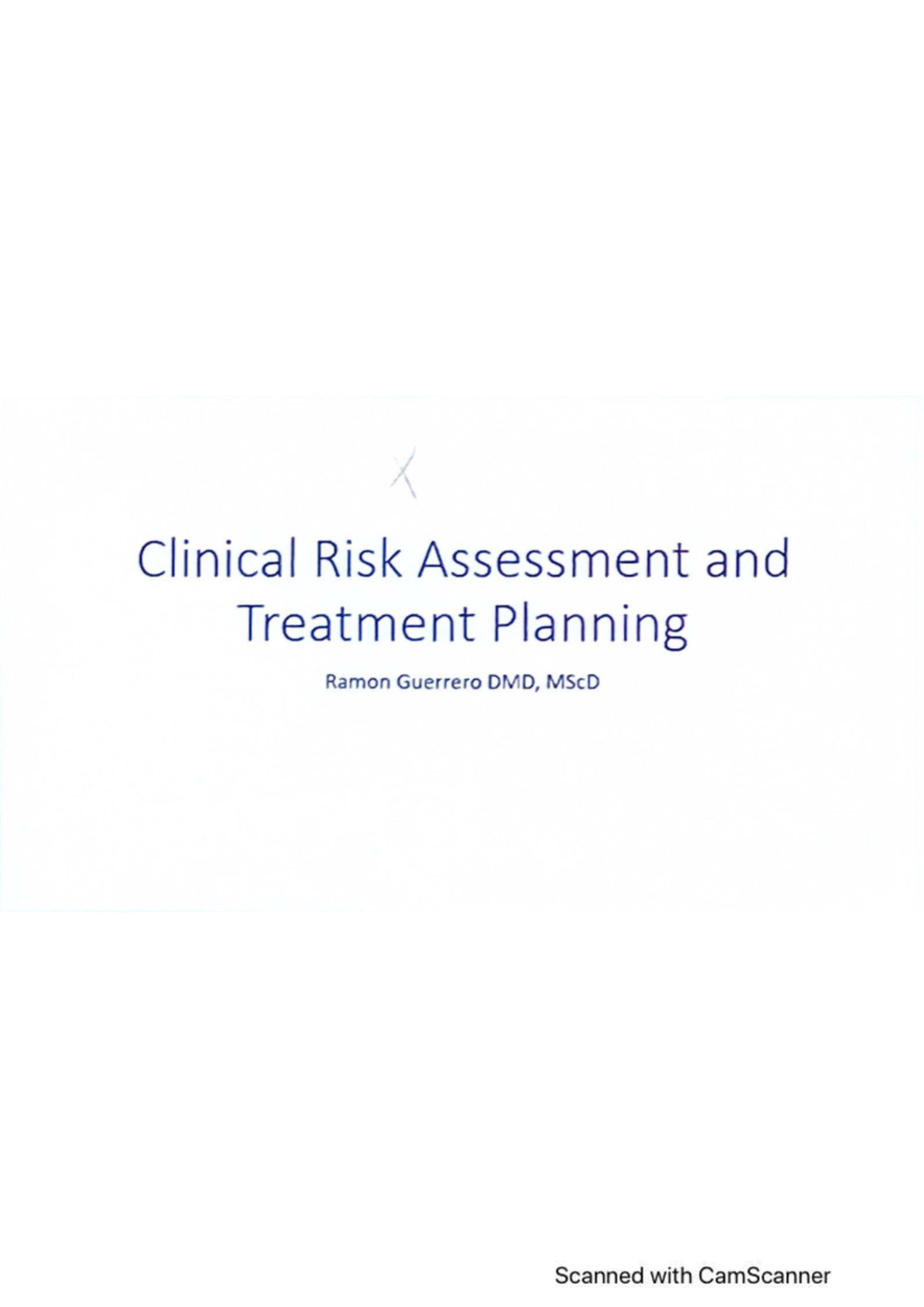 Clinical Risk Assessment & Treatment Planning: Perio Notes DMD, MScD ...
