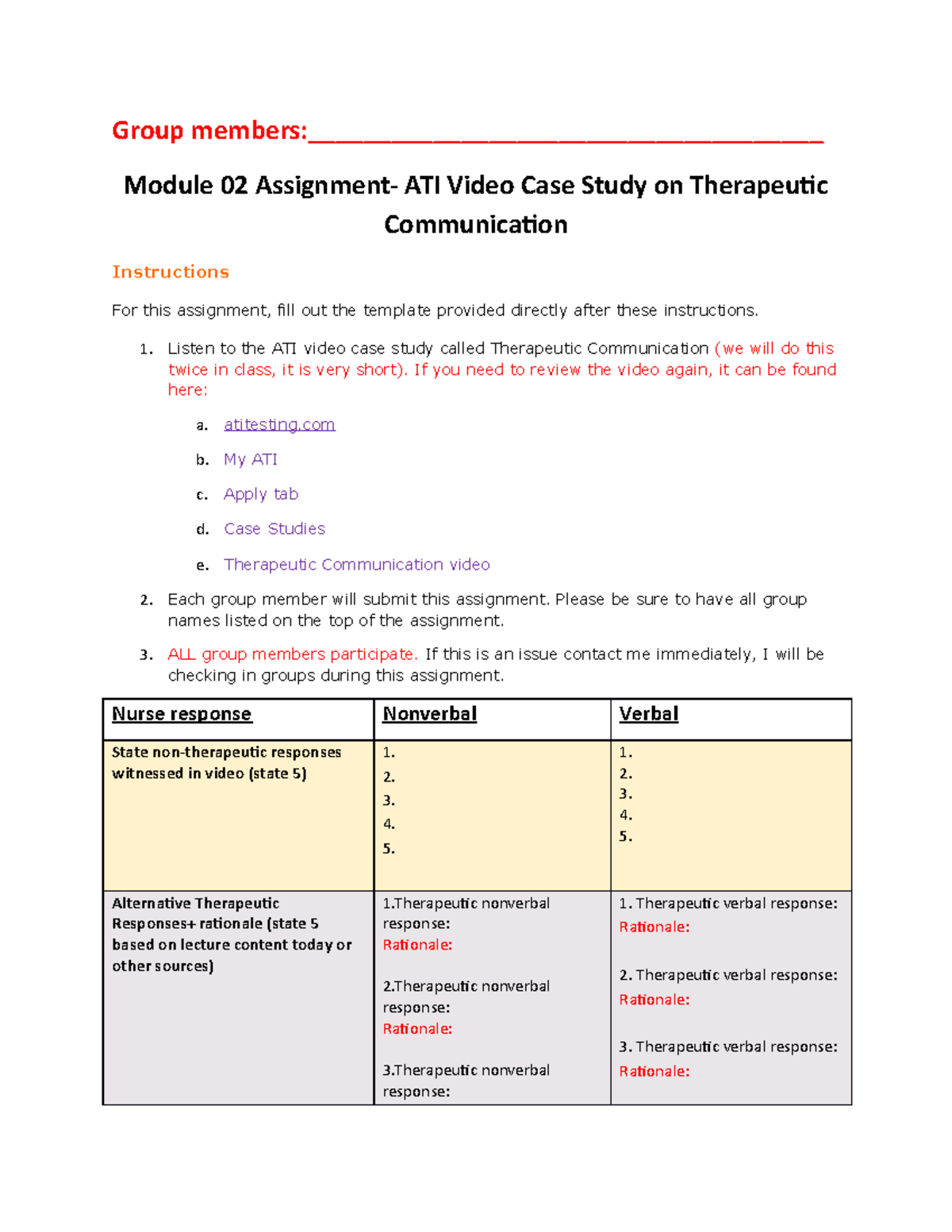 NUR2356 Module 02 Assignment-revised group assignment - Group - Studocu
