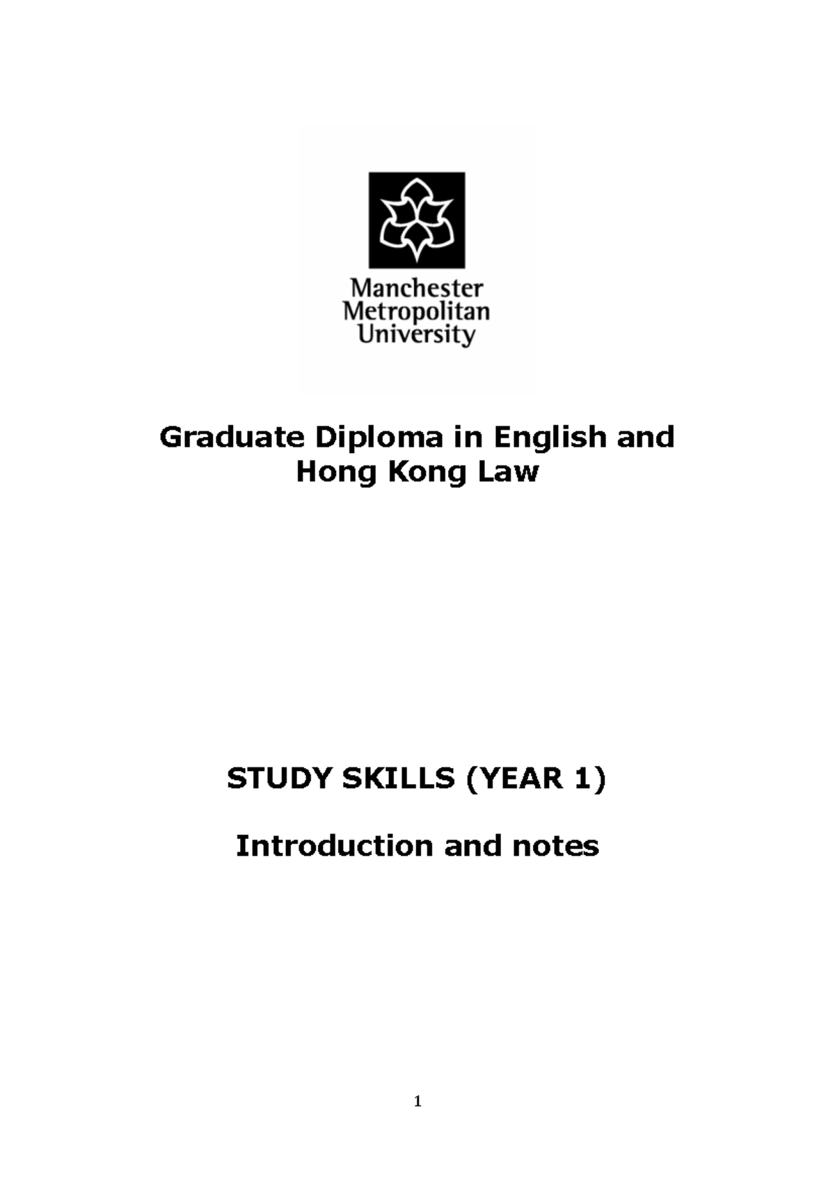 GDEHKL Year 1 Study Skills: Introductory Notes and Essentials 2024-25 ...