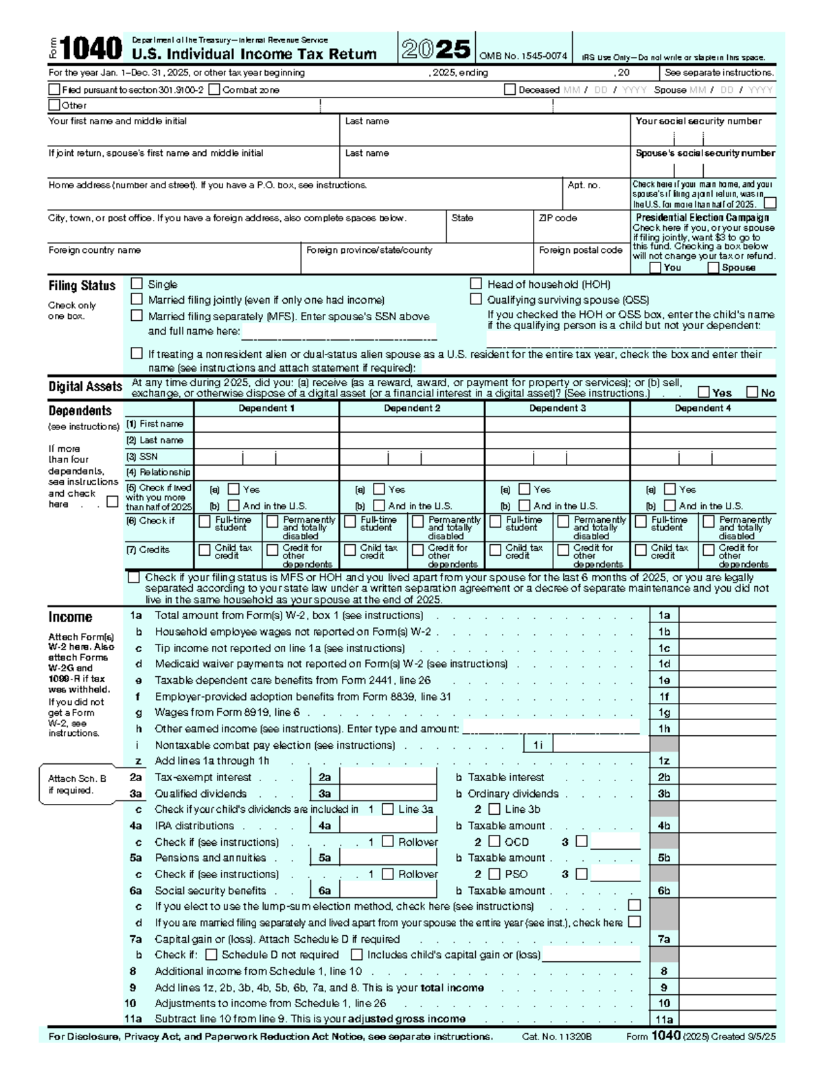 2025 Form 1040 U.S. Individual Income Tax Return Guide - Studocu