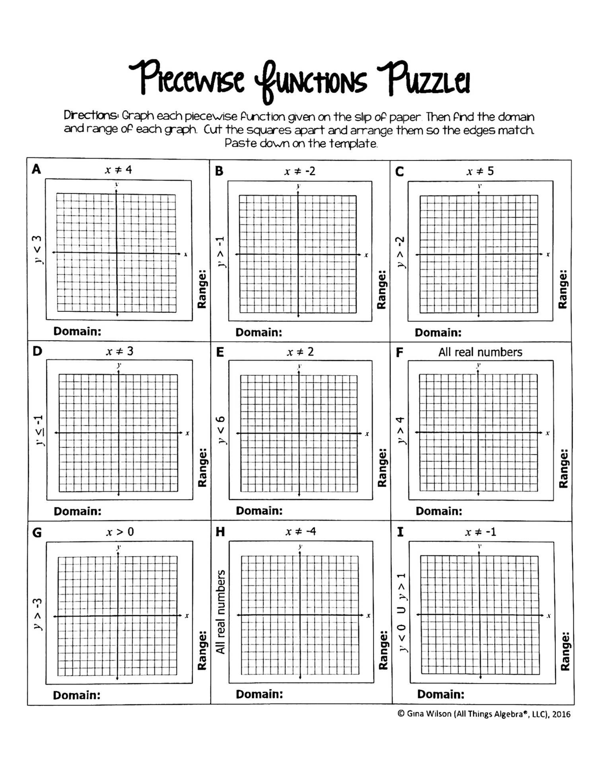 5-3 Piecewise Functions Puzzle: Finding Domain and Range - Studocu