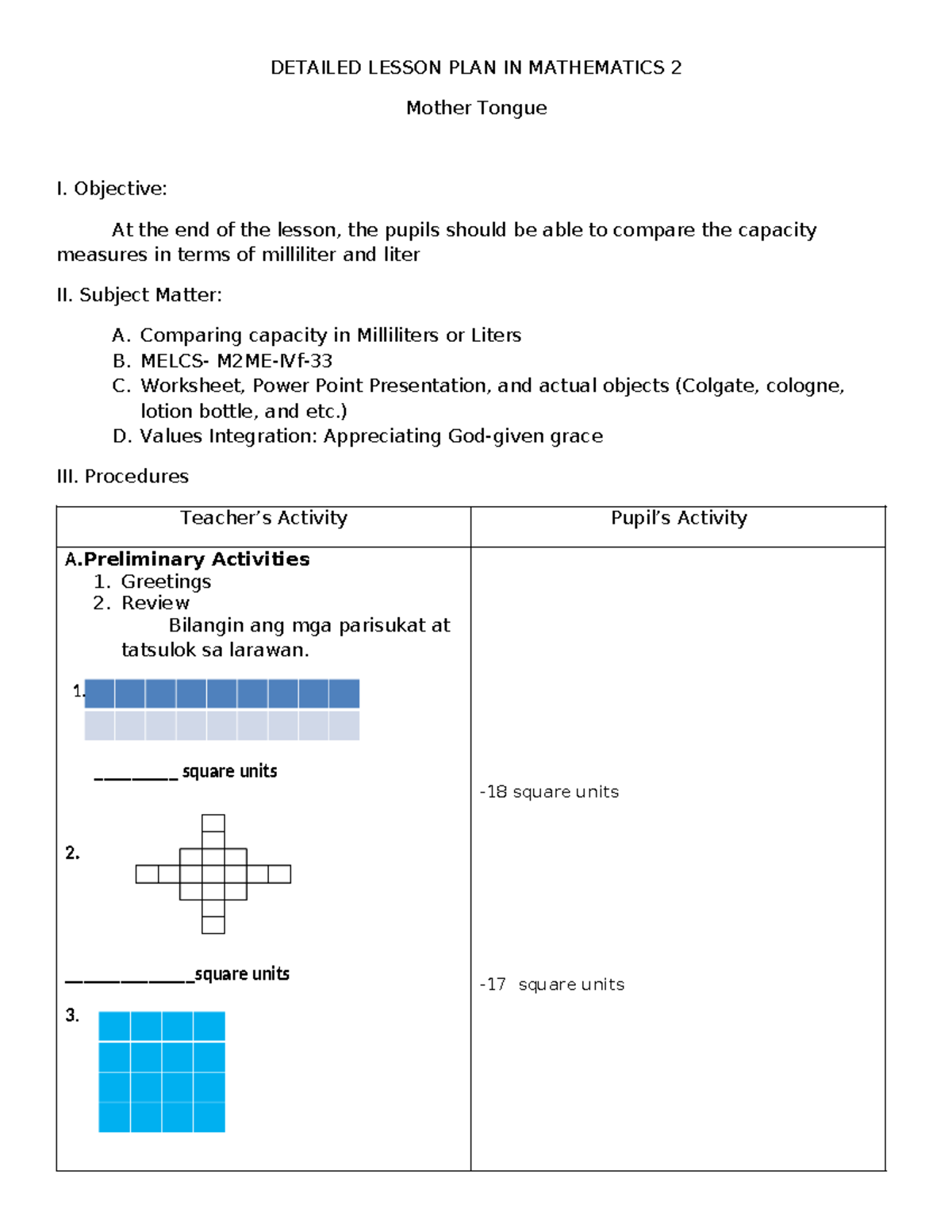 Lesson plan in Math 2 - DETAILED LESSON PLAN IN MATHEMATICS 2 Mother ...