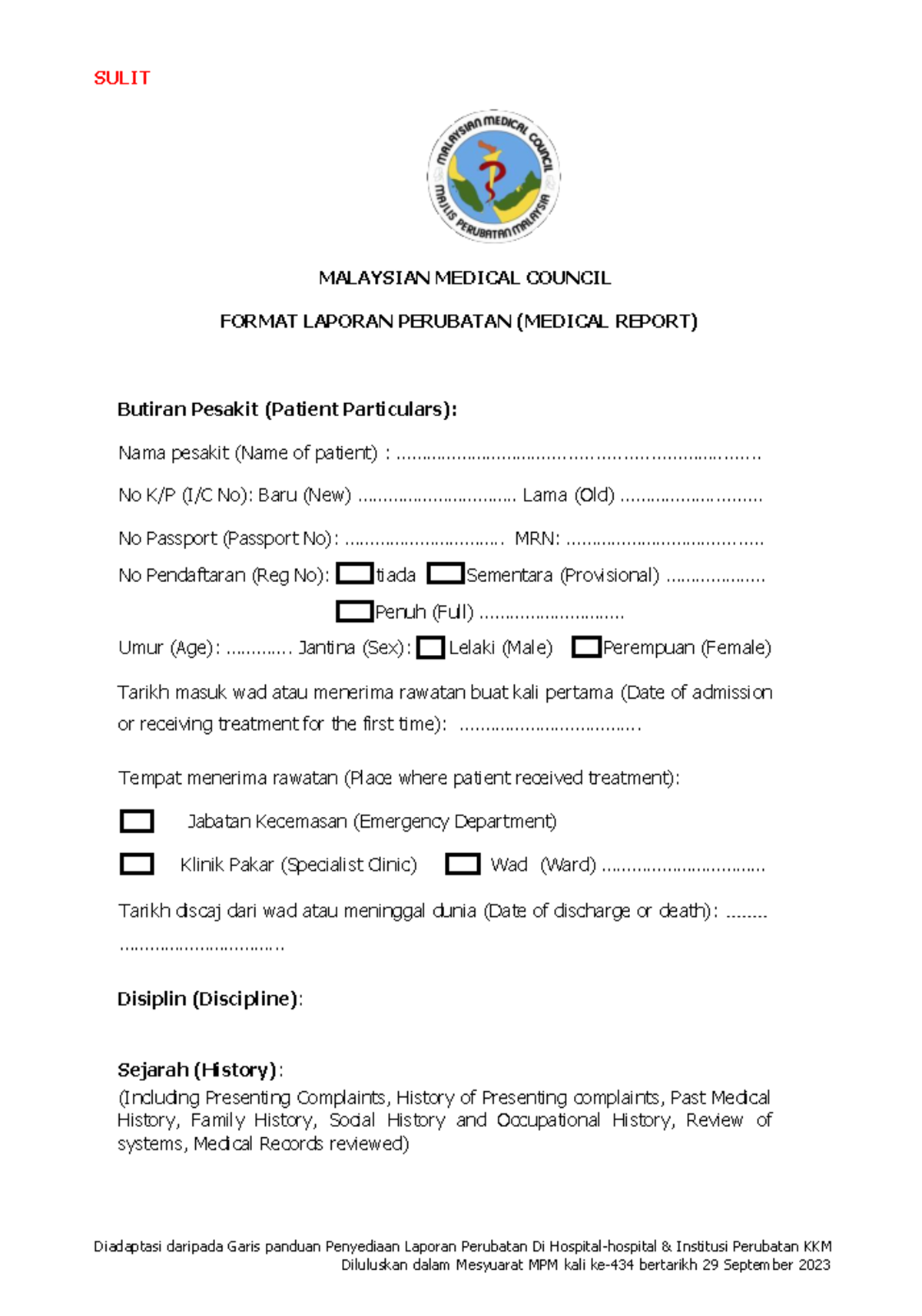 Contoh Laporan Perubatan - Format & Panduan KKM - Studocu