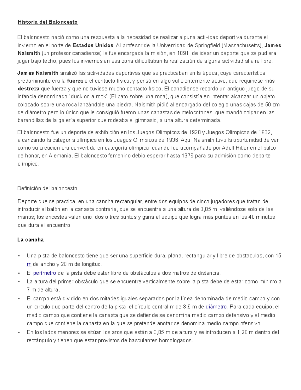 Historia del Baloncesto: Orígenes y Reglas Esenciales - Studocu