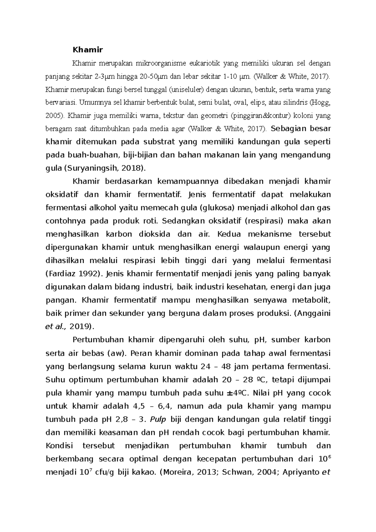 Khamir dalam Proses Fermentasi: Karakteristik dan Pemanfaatan - Studocu