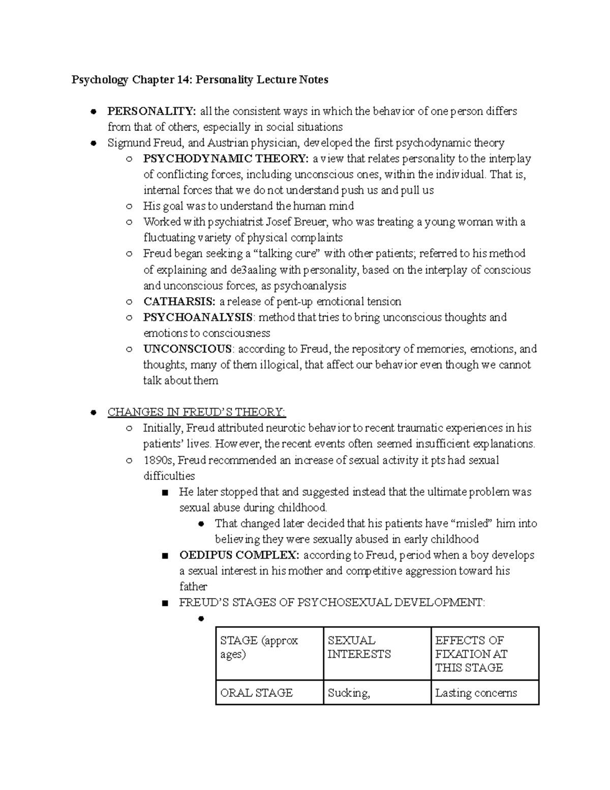 Psychology Chapter 14 Personality - Psychology Chapter 14: Personality ...