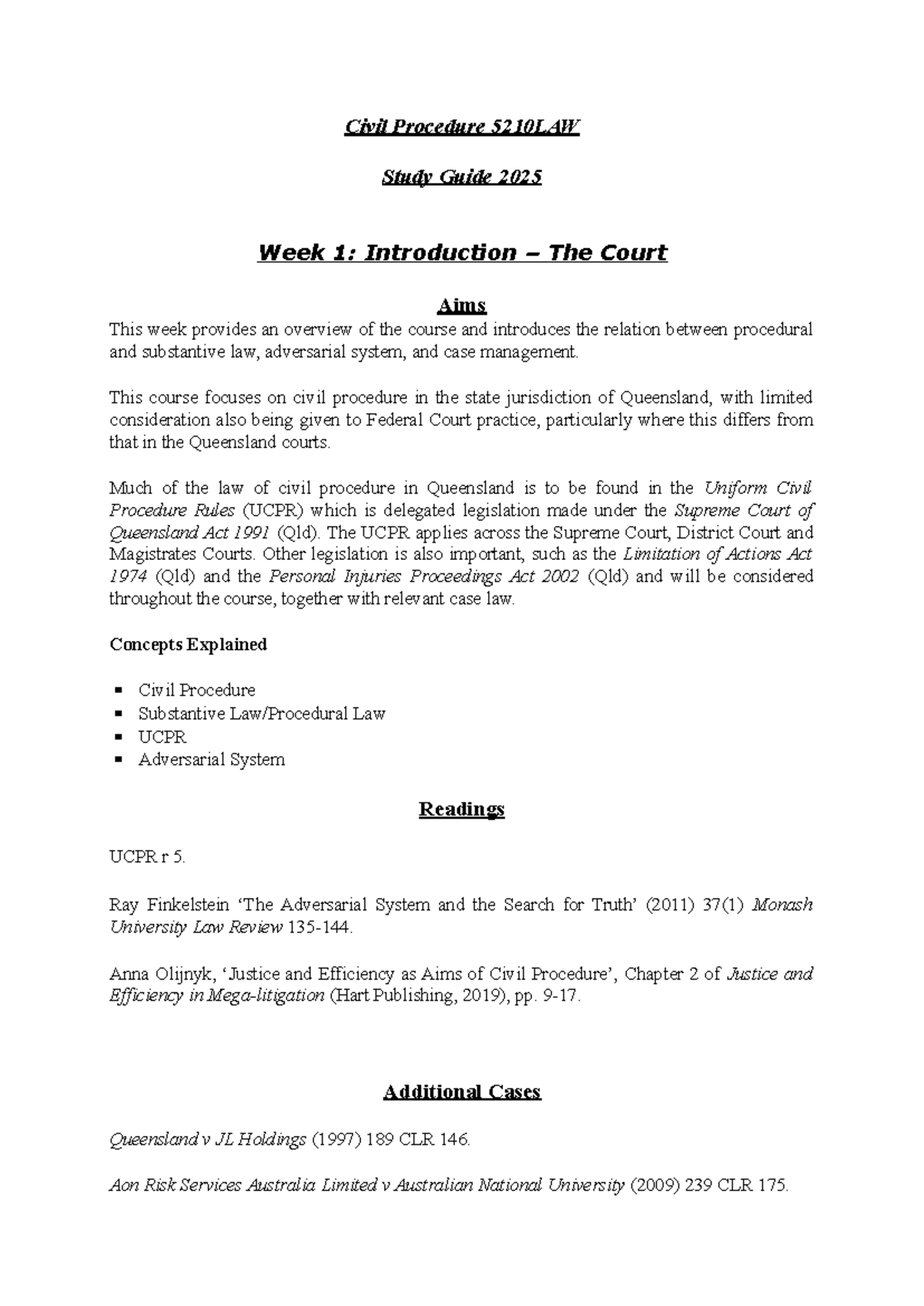 5210LAW Civil Procedure Study Guide: Comprehensive Overview for 2025 ...