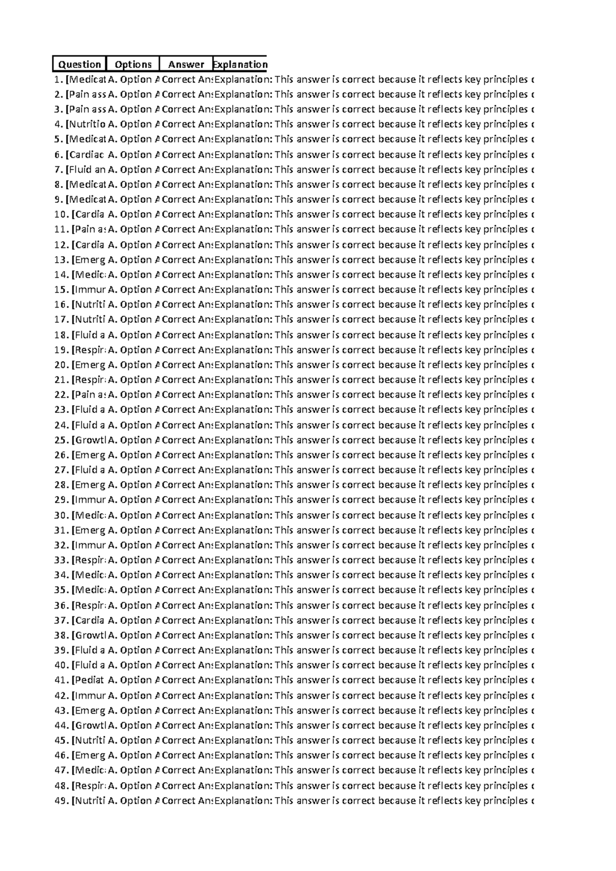 Pediatric Nursing High Yield MCQ Review and Answer Explanations - Studocu