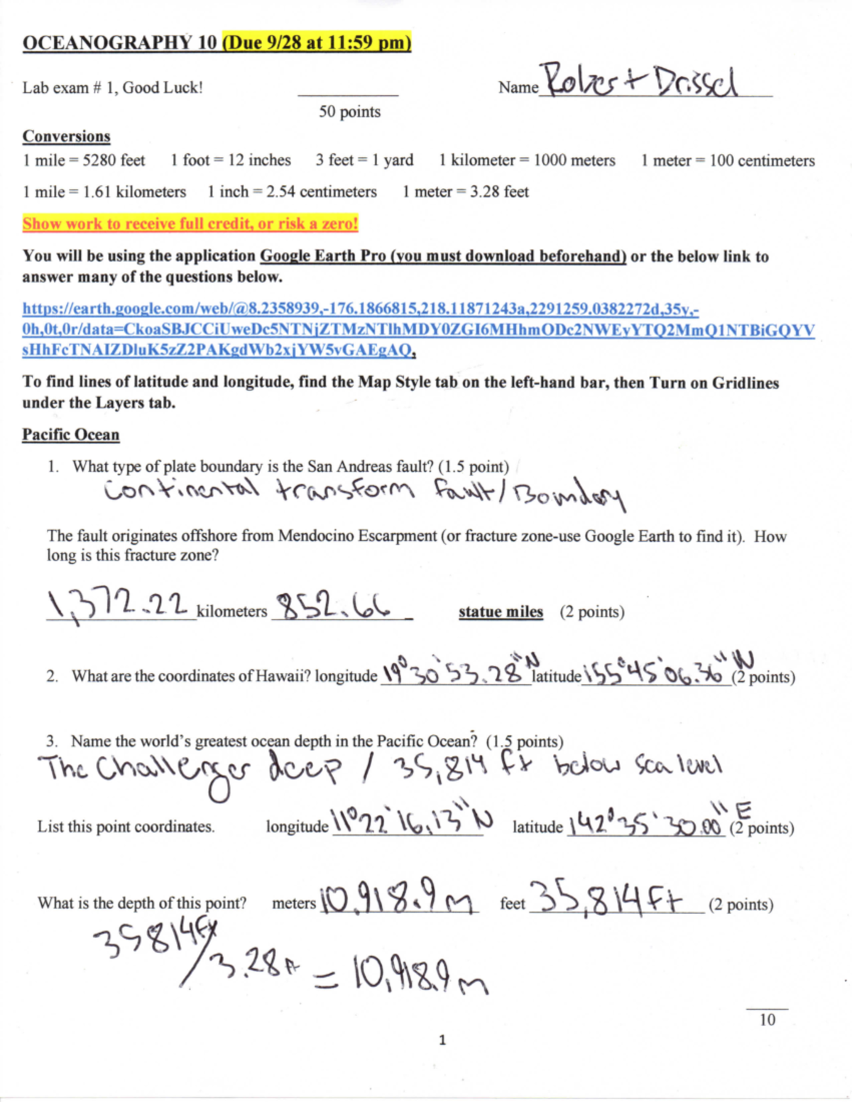 OCEANOGRAPHY 10 - Lab Exam 1 Study Guide & Key Concepts - Studocu