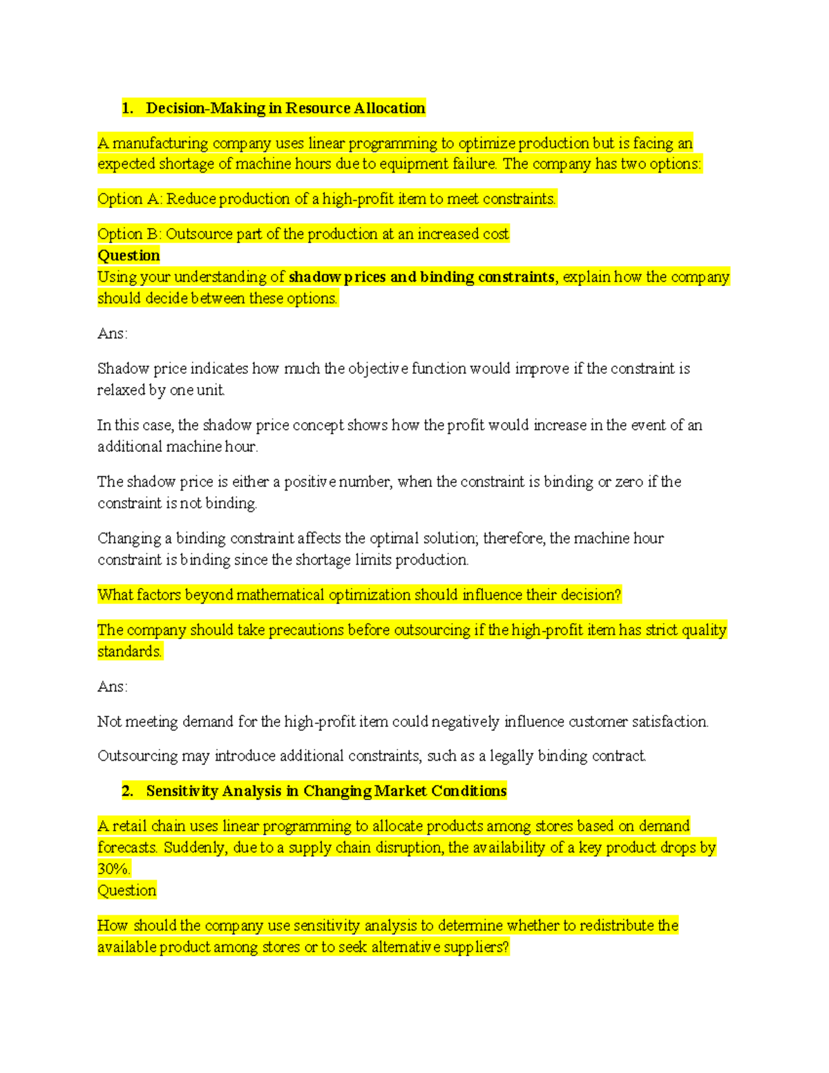 Linear Programming - Resource Allocation & Sensitivity Analysis ...