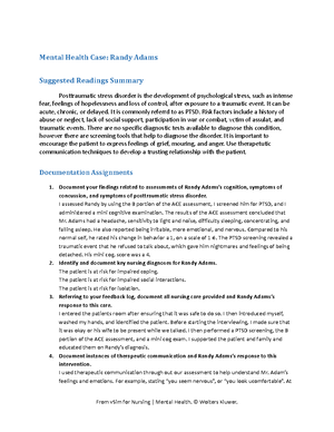 D. Carter VSIM Part2 - VSIM Scenario - Mental Health Case: David Carter ...