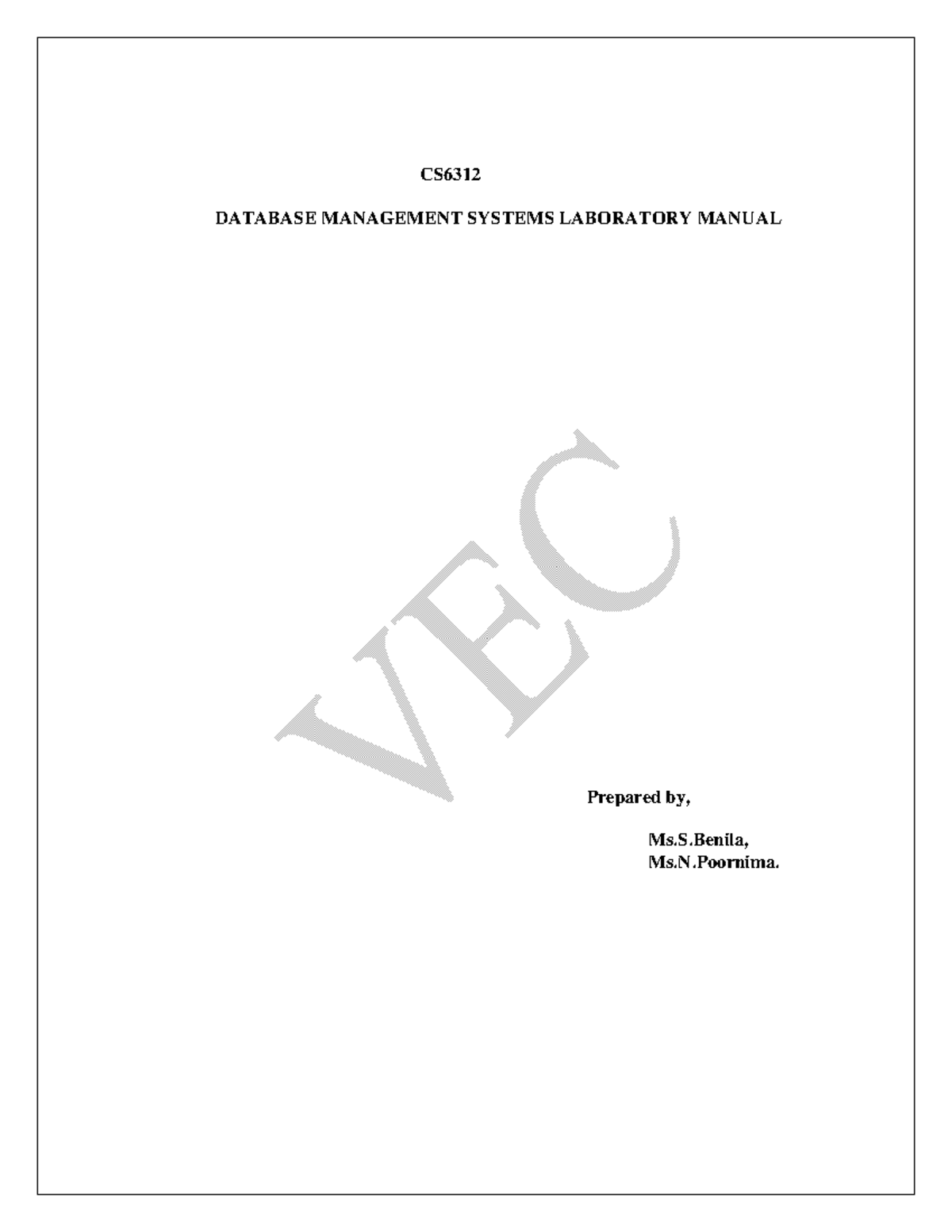 CS6312 DBMS Lab Manual: Comprehensive Lecture Notes & Experiments Guide ...