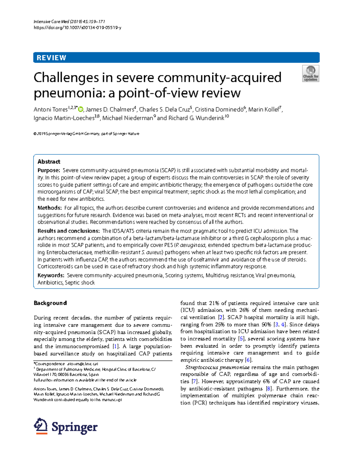 Challenges in severe community acquired pneumonia a point of view ...