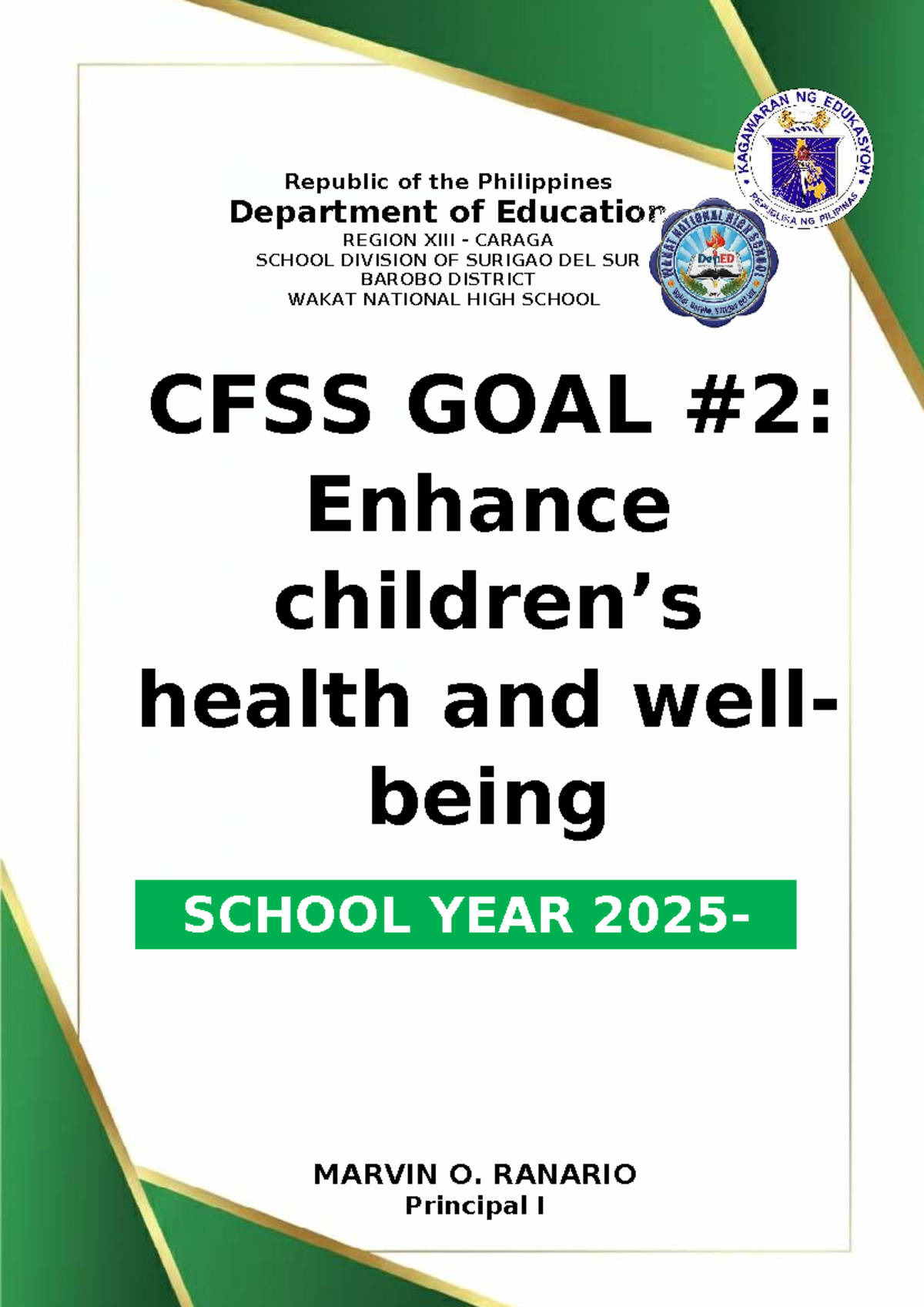 GOAL 2 Cover - Child Friendly - Republic of the Philippines Department ...