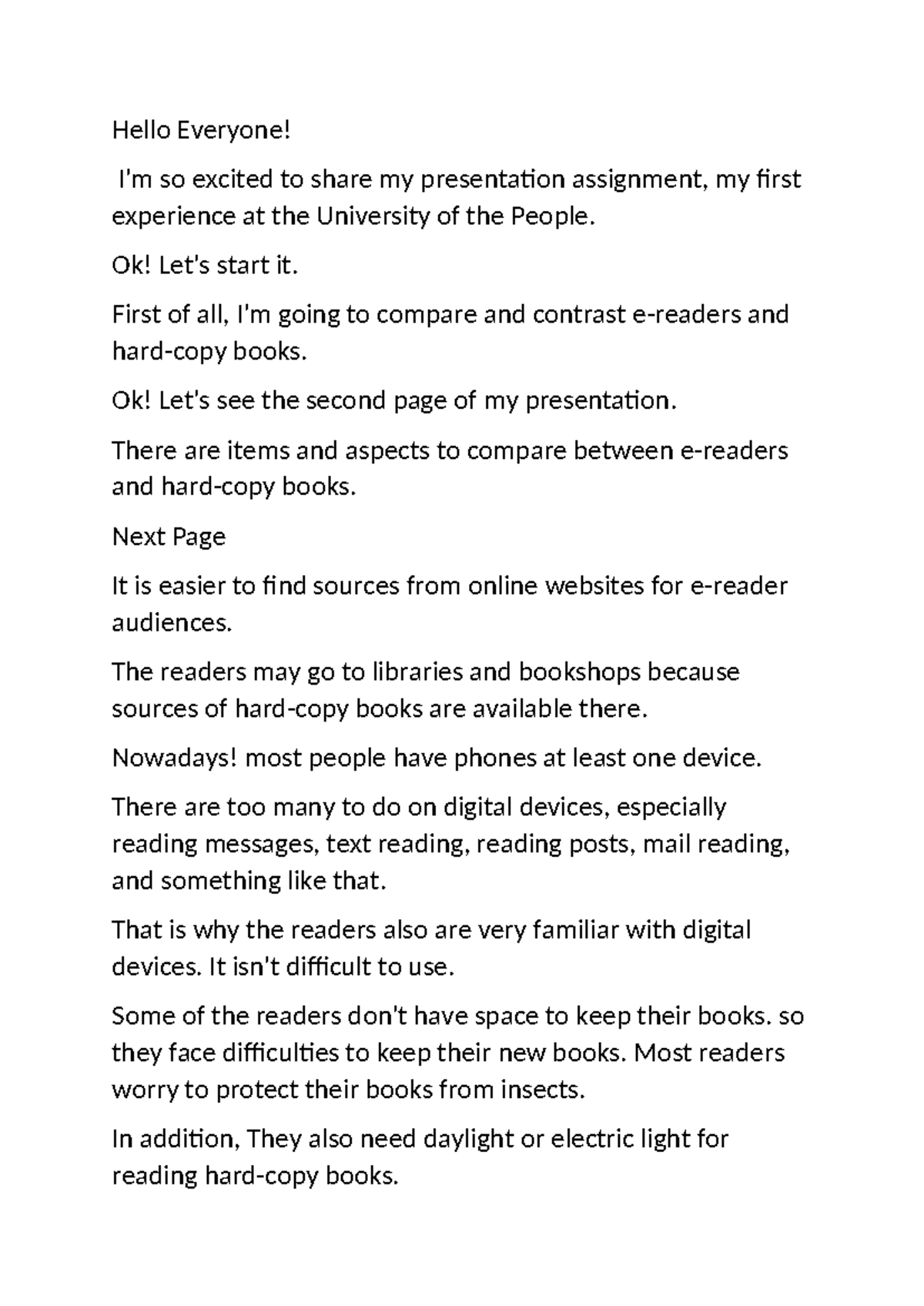 Comparing Digital vs. Physical Books: ENGL008 Presentation Insights - Studocu