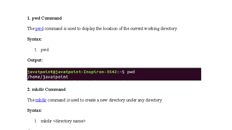 Linux Command Reference Guide: pwd, mkdir, ls, and More - Studocu