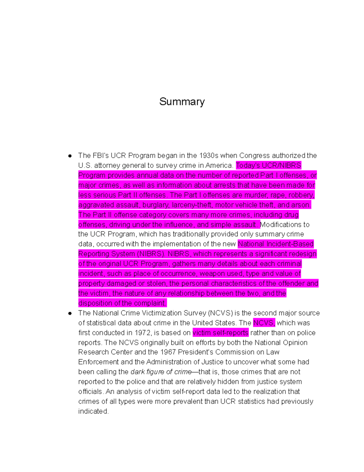 CRJ Chapter 2: Understanding UCR/NIBRS and NCVS Crime Data - Studocu