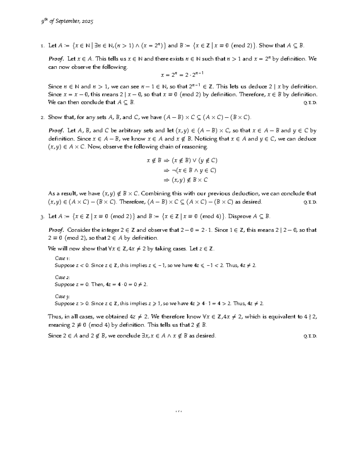 Week 3 Lecture Solutions: Set Theory and Modulo Proofs - Studocu