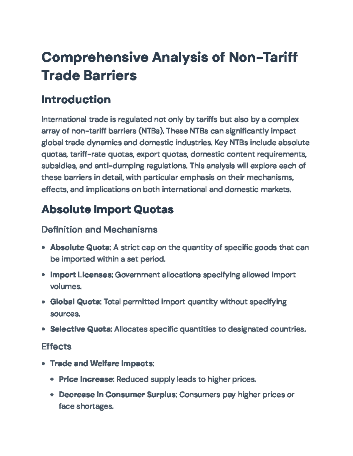 Non-Tariff Trade Barriers: Comprehensive Analysis and Implications ...