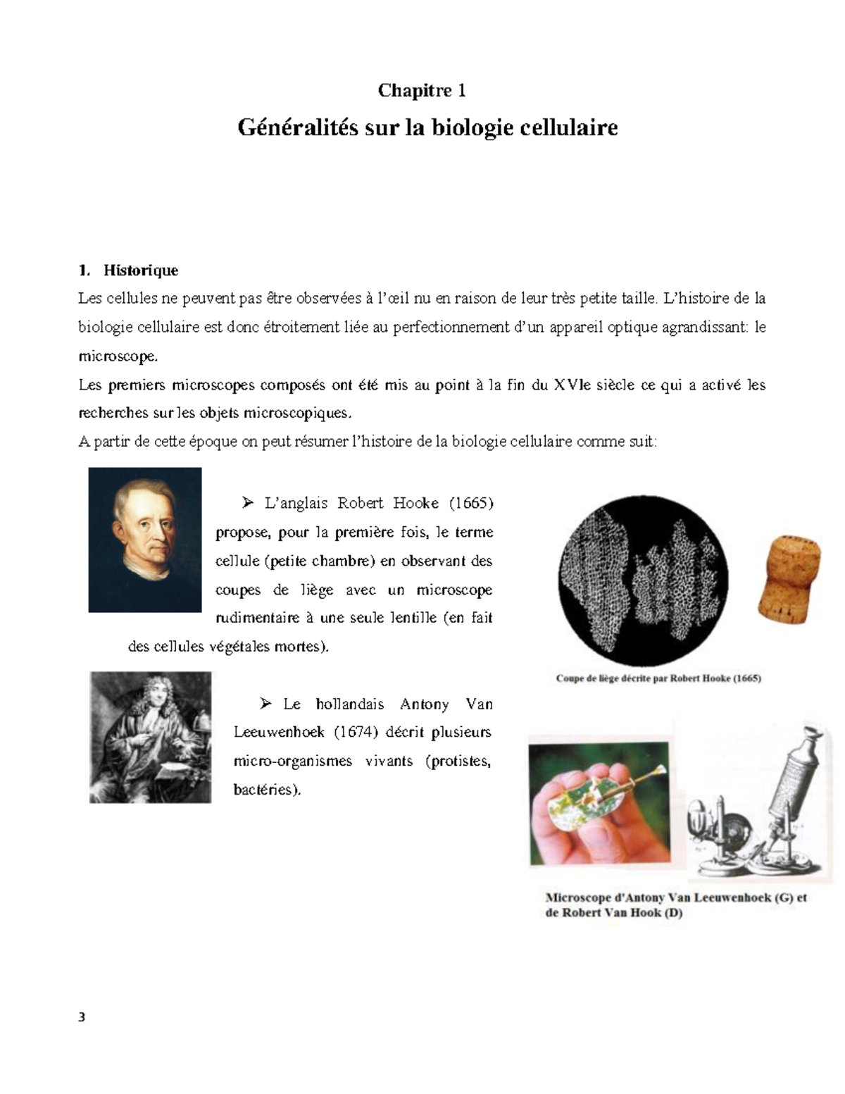 Biologie Cellulaire COUR N°1 BCG S1 3-11 - Chapitre 1 Généralités sur la biologie cellulaire 1 ...