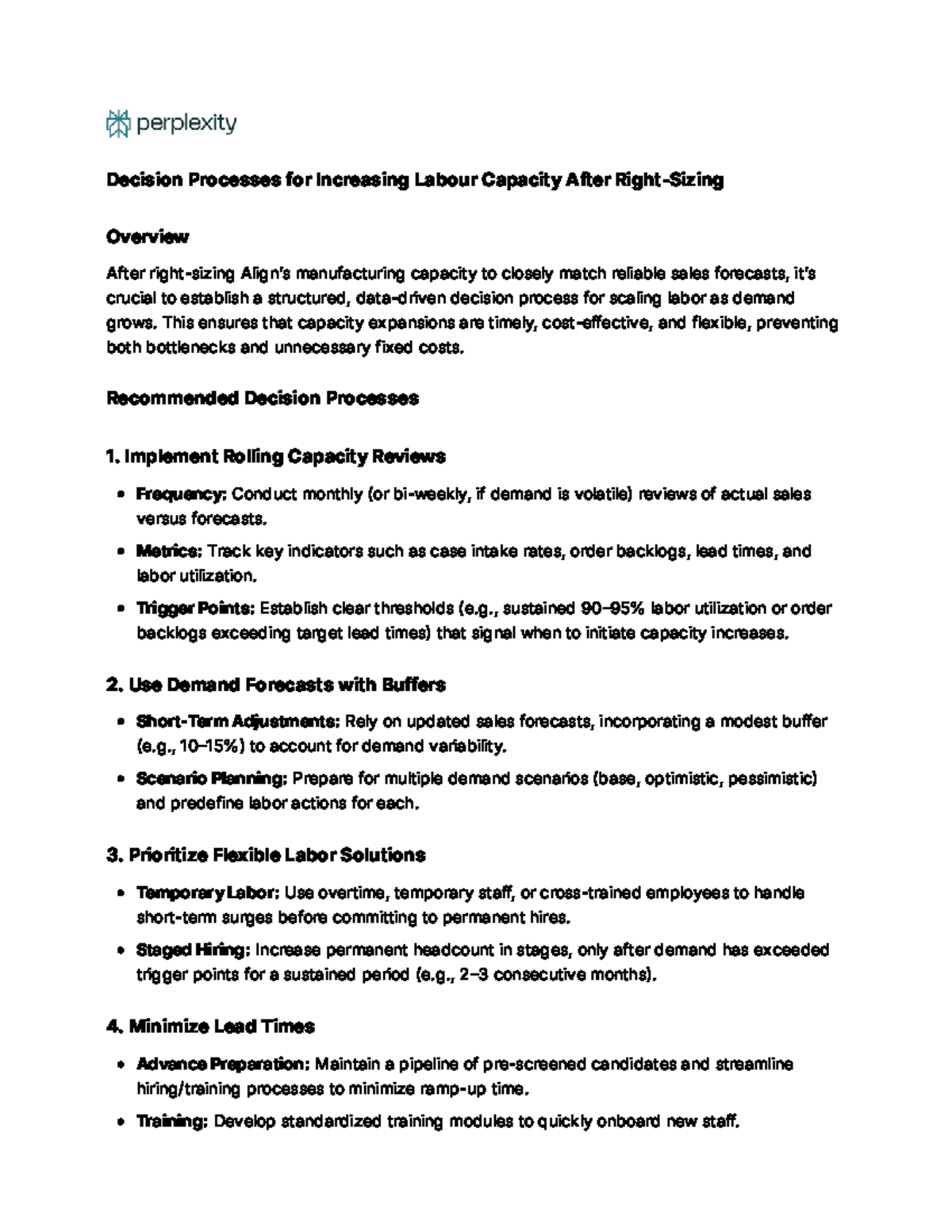 Decision Processes for Increasing Labour Capacity: Strategies ...