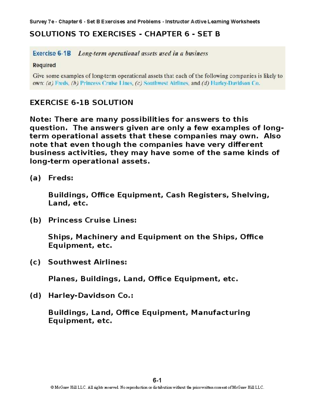 Survey 7e Chapter 6 Set B Exercise Solutions: Depreciation & Financials ...