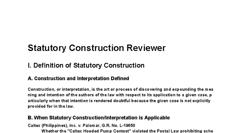 Statutory Construction Reviewer I: Key Principles and Case Studies ...