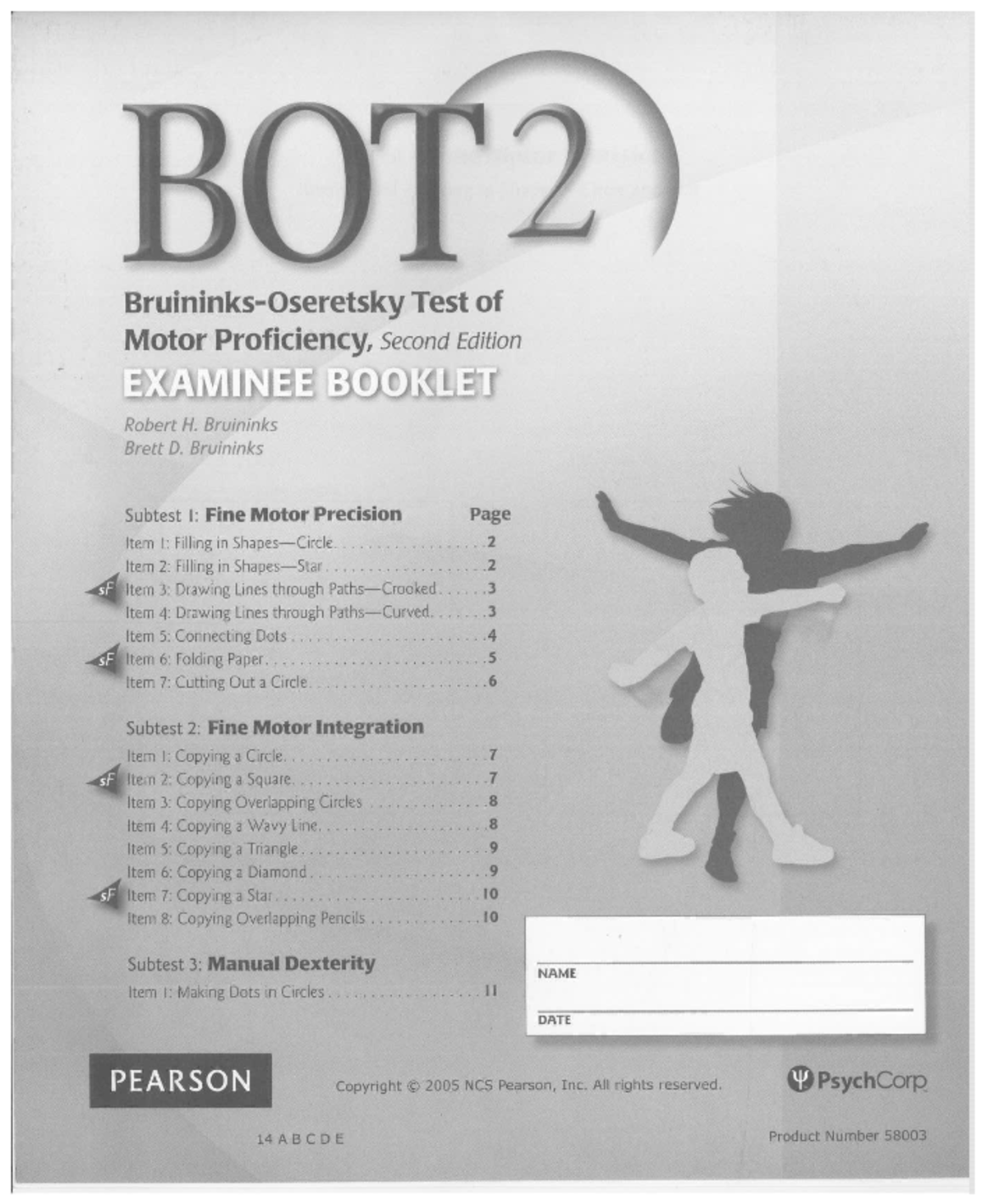 BOT-2 Examinee Booklet: Motor Proficiency Practice Test Guide - Studocu